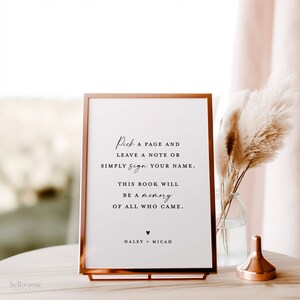 Pick a Page Leave a Note Memory Guestbook Sign Printable Template ...