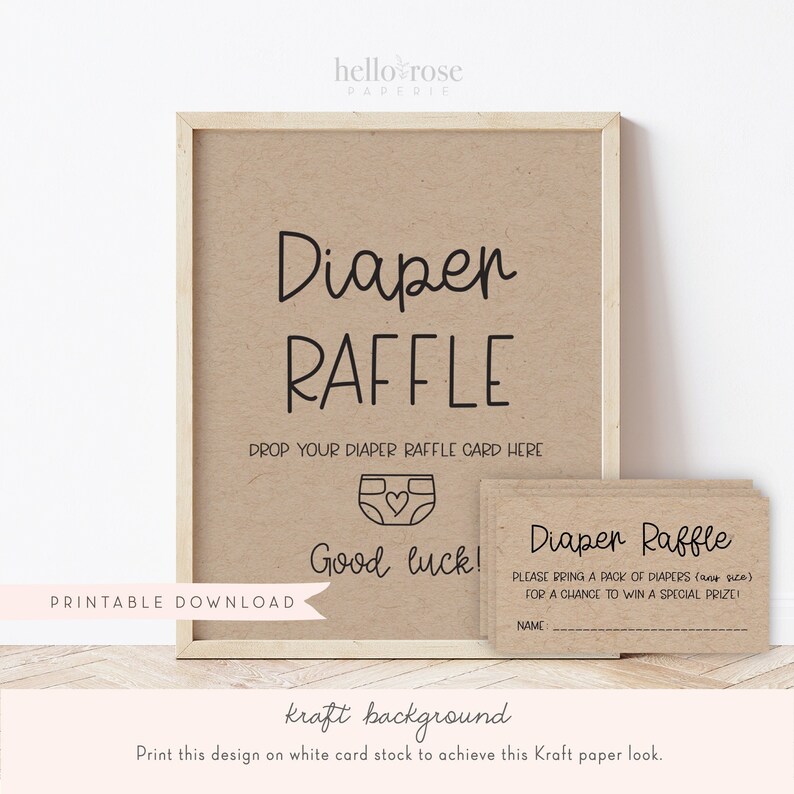 Diaper Raffle Printable Sign Ticket Insert Cards . Boy or - Etsy