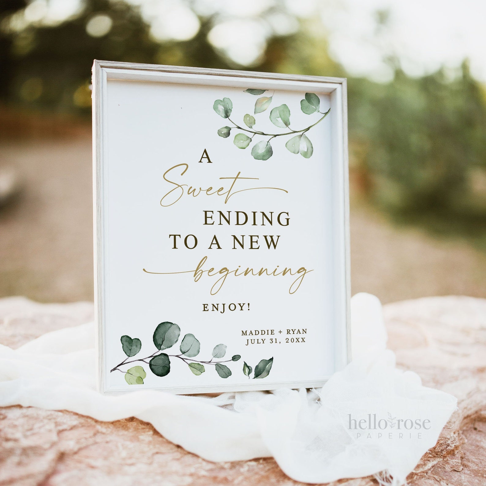 Personalized A Sweet Ending to a New Beginning PRINTABLE Sign . Bridal ...