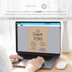 Diaper Pong Baby Shower Game Table Sign . Boy Girl Neutral . Kraft ...