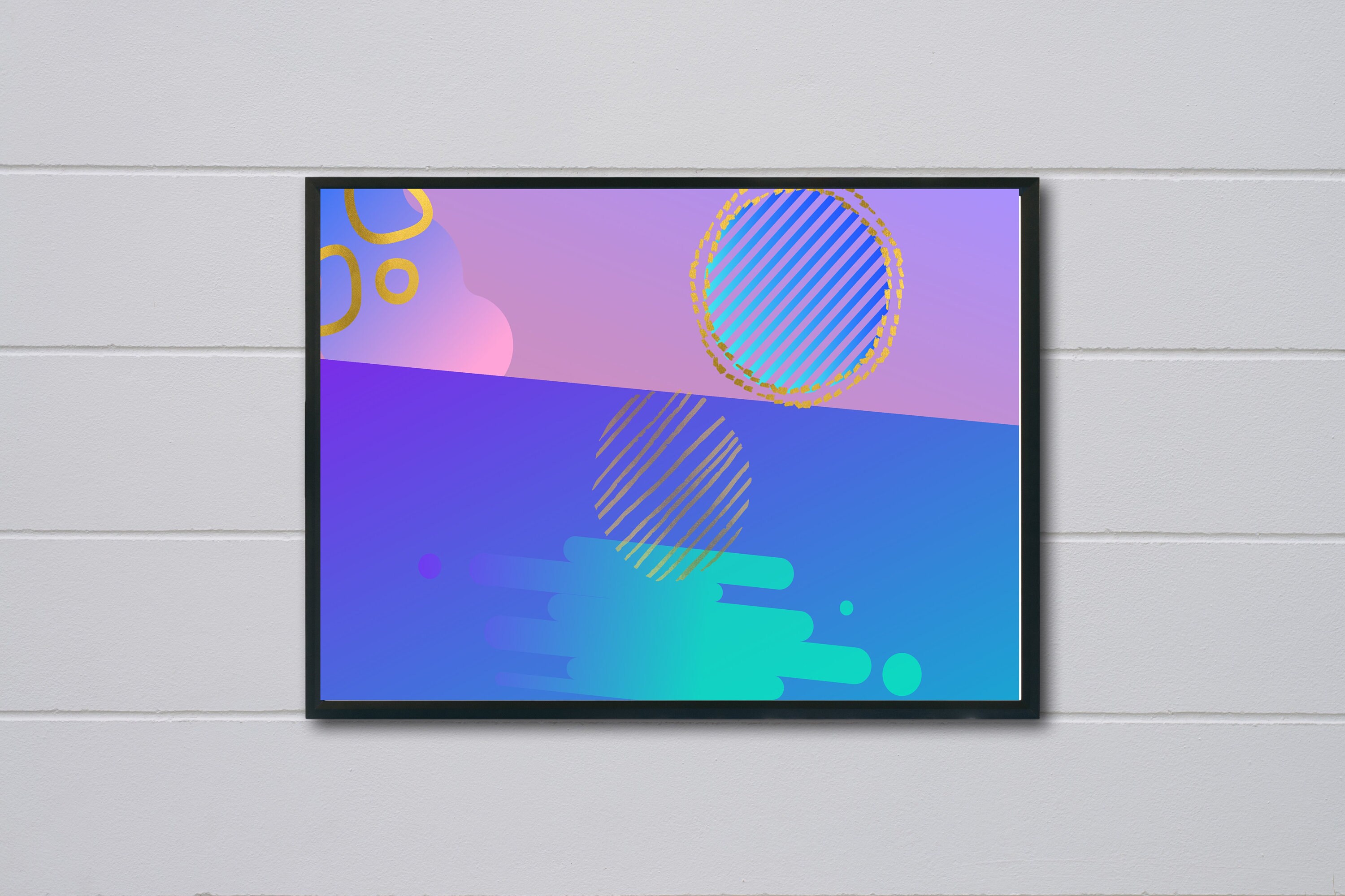 Abstract Sea / Ocean Sunset Poster - INSTANT DOWNLOAD - Blue, Pink ...