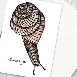 I Miss You Snail Card, Hand-drawn Illustration - Etsy