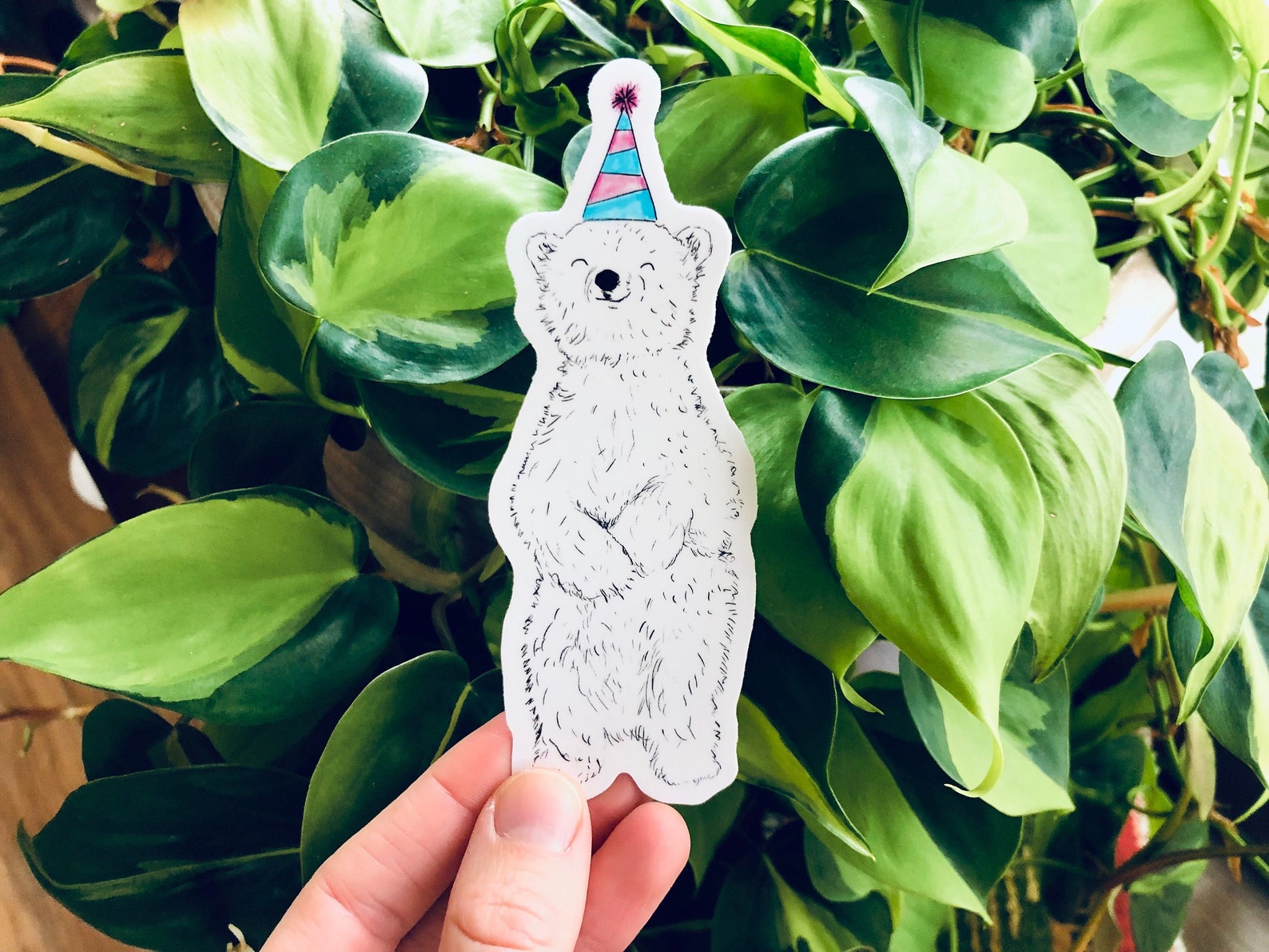 Party Polar Bear Cub Sticker / Cute Bear Sticker / Polar Bear - Etsy