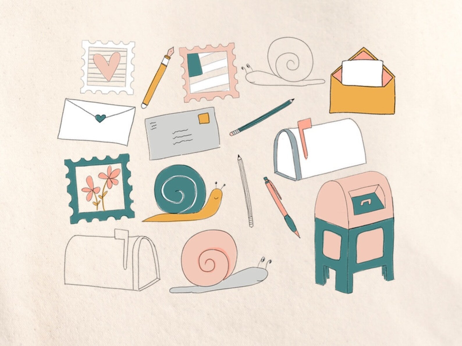 Snail Mail Tote Bag / Reusable Bag / Snail Bag / Tote for - Etsy