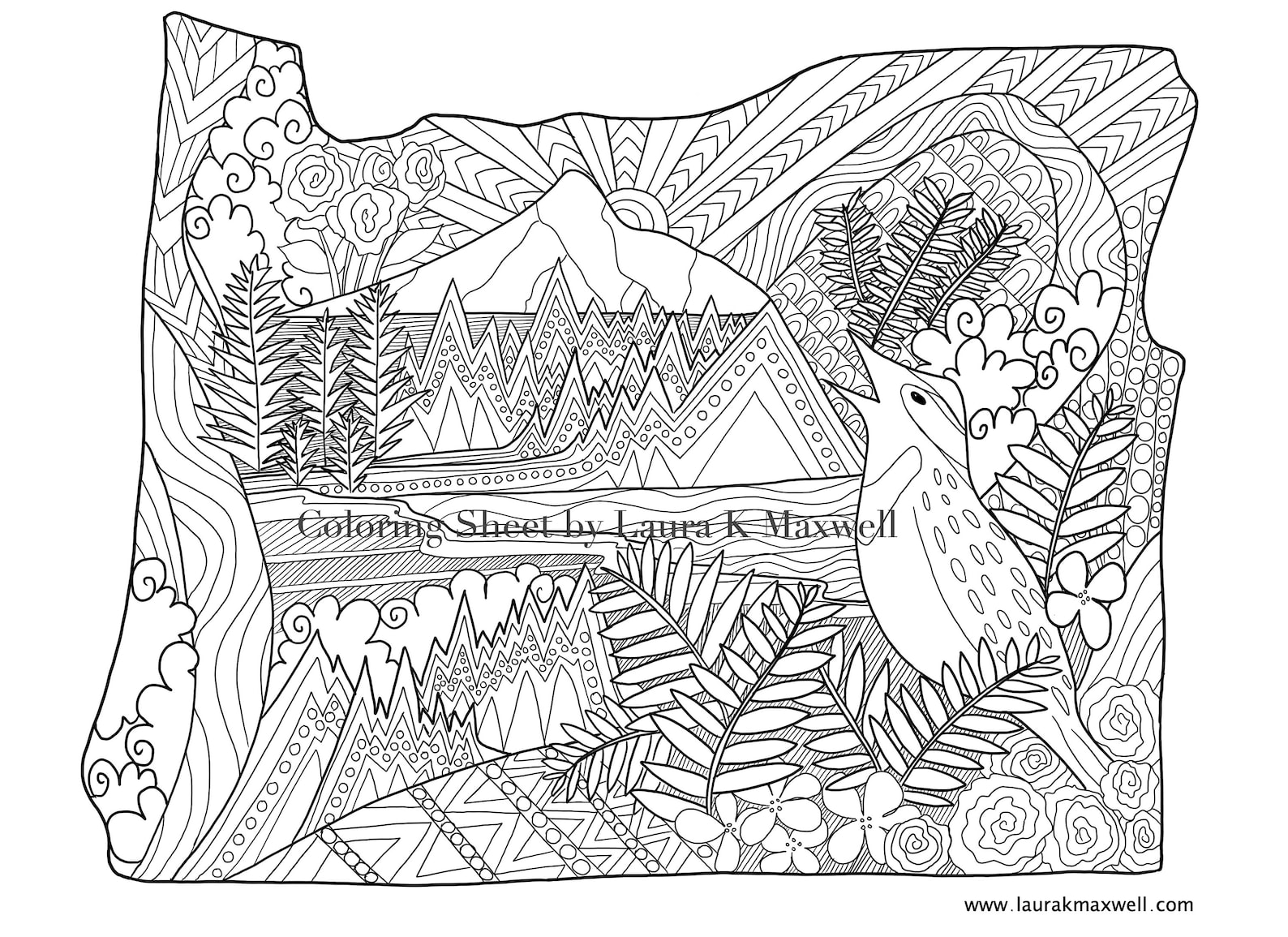 Oregon Coloring Sheet for Adults and Kids 11x8.5 / Oregon - Etsy