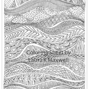 Wavy Doodles Coloring Sheet for Adults and Kids / Printable Coloring ...