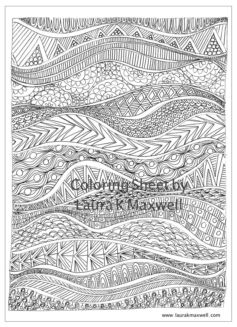 Wavy Doodles Coloring Sheet for Adults and Kids / Printable | Etsy