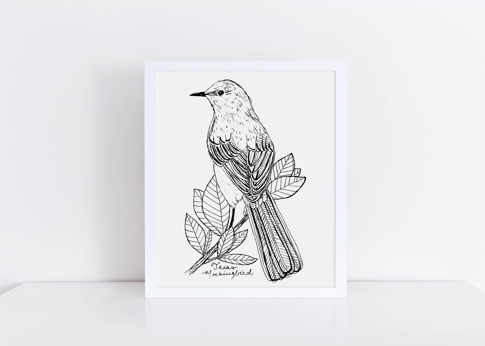 Texas Mockingbird State Bird Art Print / Texas Decor / | Etsy