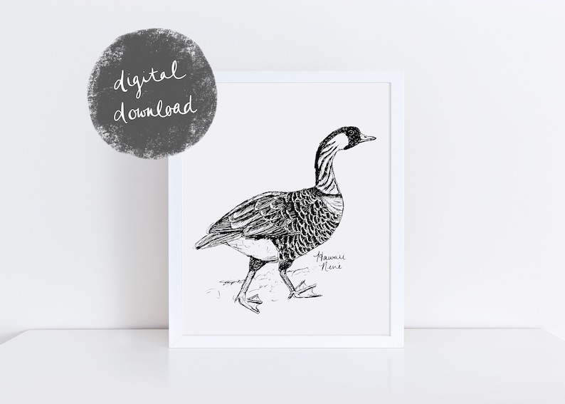 Printable Hawaii Nene State Bird Art Print / Hawaii Decor / - Etsy