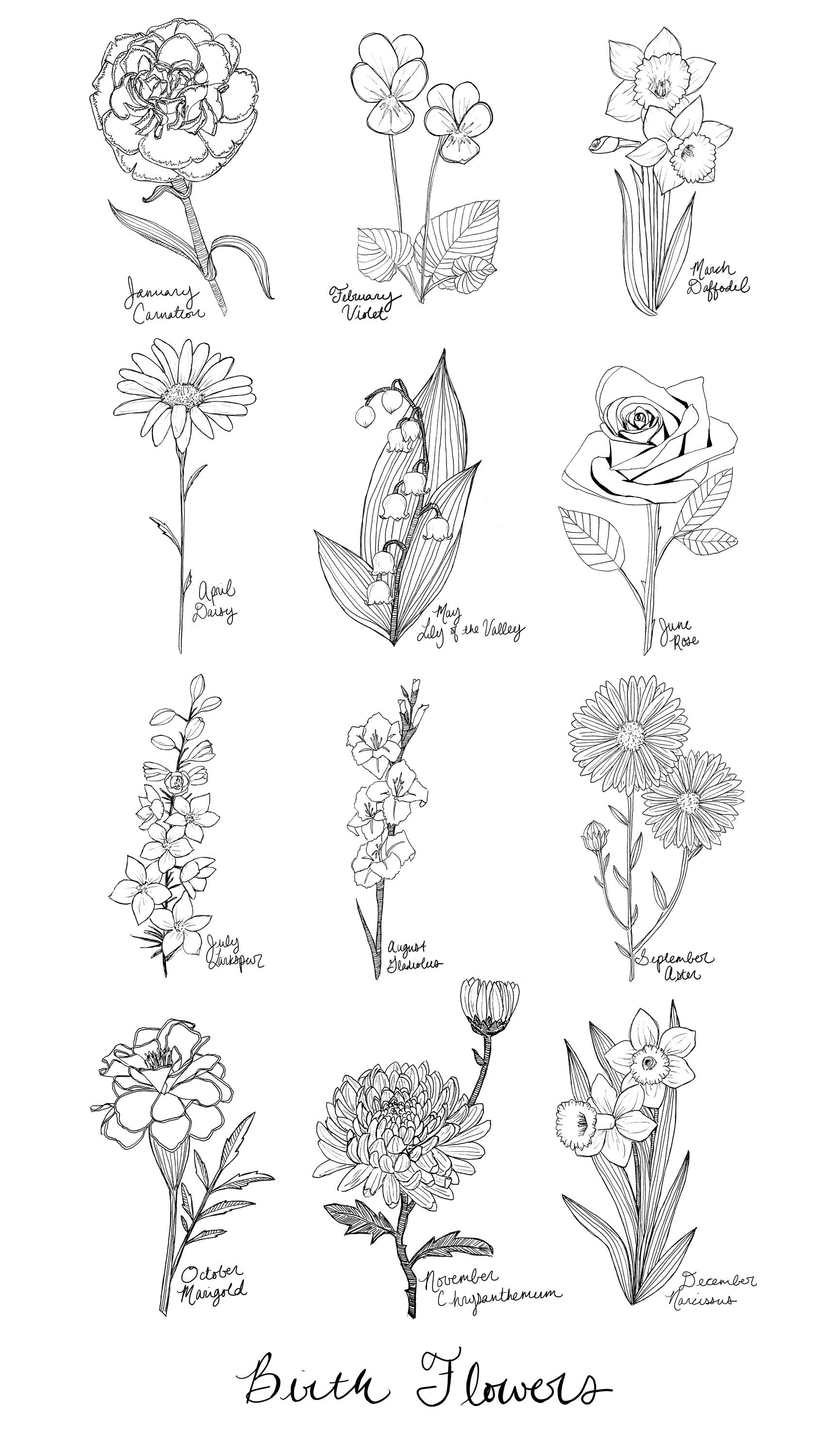 Printable Custom Birth Flower Art Print / Nursery Wall Art / - Etsy Canada