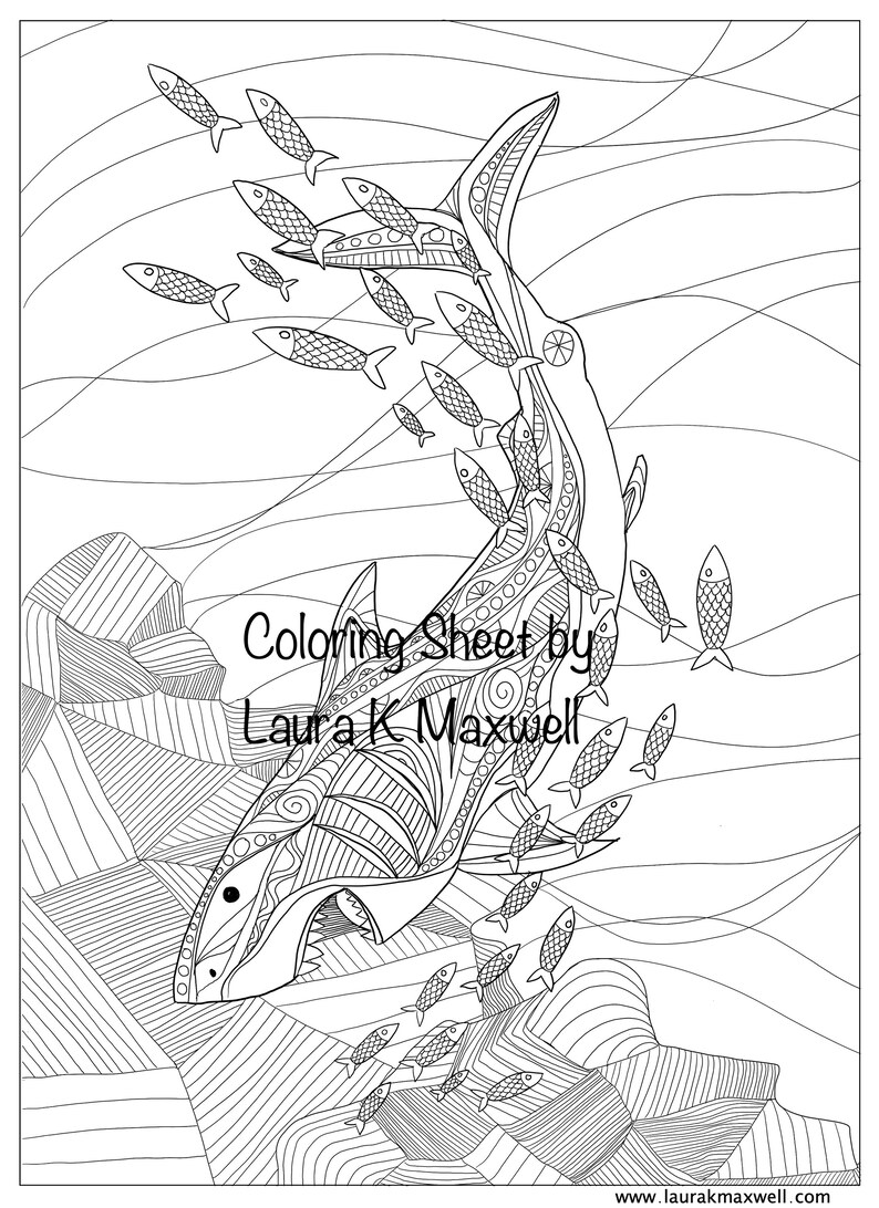 Shark Coloring Sheet for Adults and Kids / Shark Coloring Page - Etsy