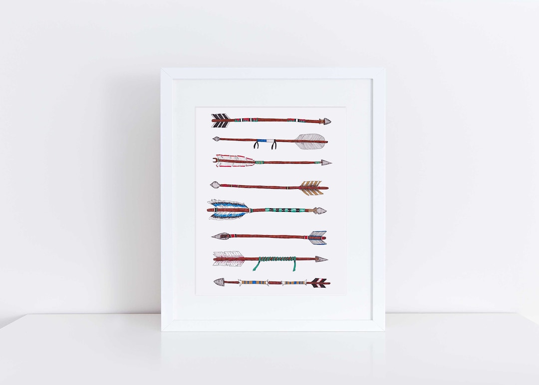Eight Tribal Arrows Art Print / Tribal Wall Art / Arrow Art / Native ...