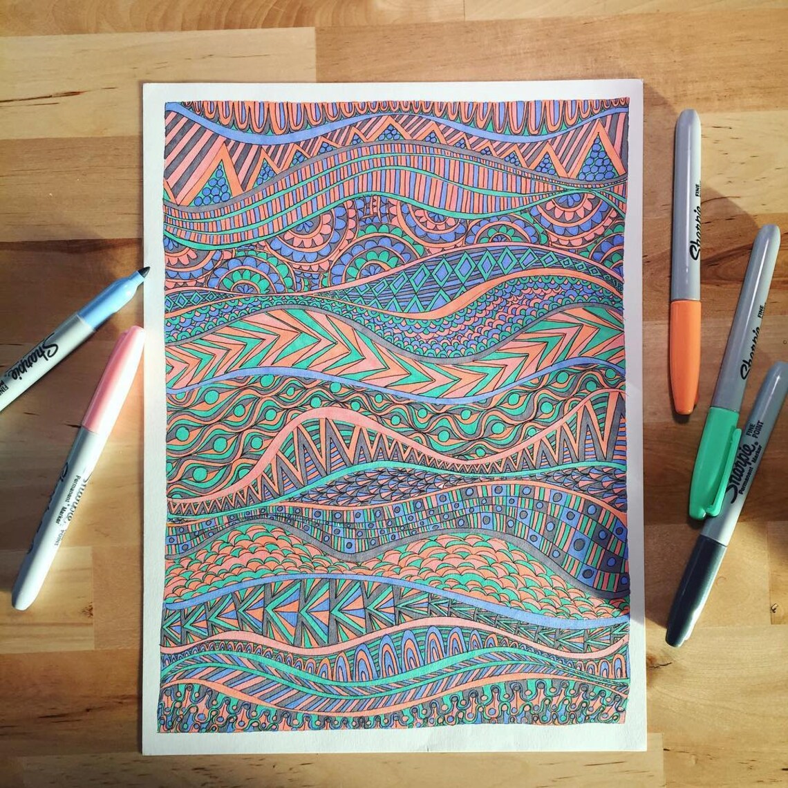 Wavy Doodles Coloring Sheet for Adults and Kids / Printable | Etsy