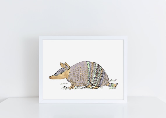 Armadillo Art Print / Armadillo Decor / Armadillo Wall Art / | Etsy