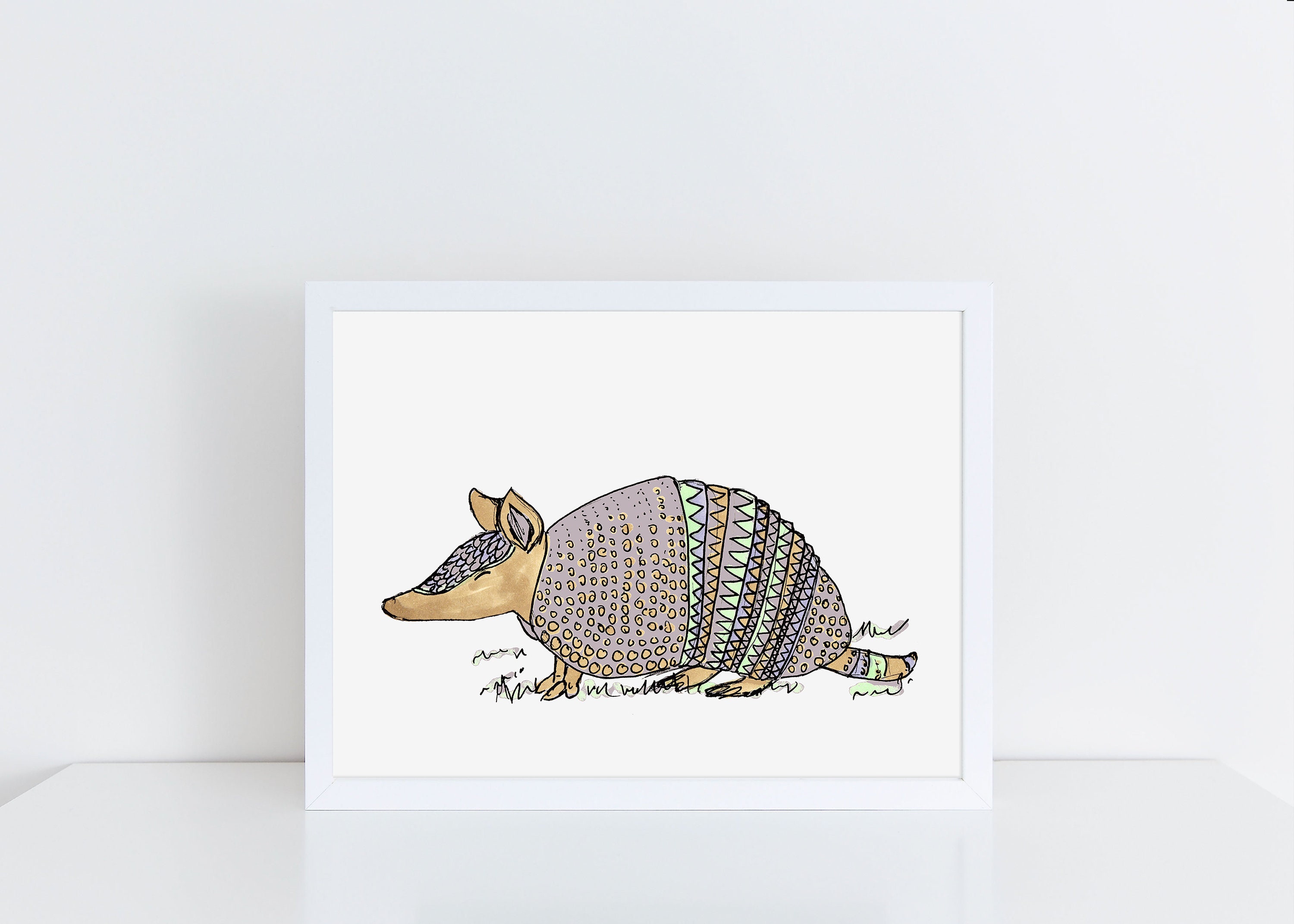 Armadillo Art Print / Armadillo Decor / Armadillo Wall Art / - Etsy