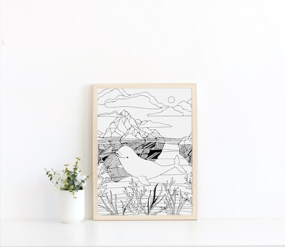 Baby Beluga With Glaciers Art Print / Fine Art Print / Cute | Etsy