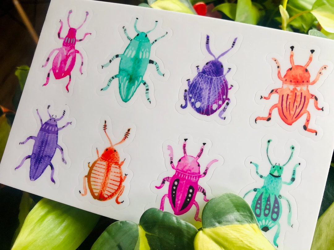 Watercolor Beetles Sticker Sheet/ Insect Stickers / Bugs Stickers ...
