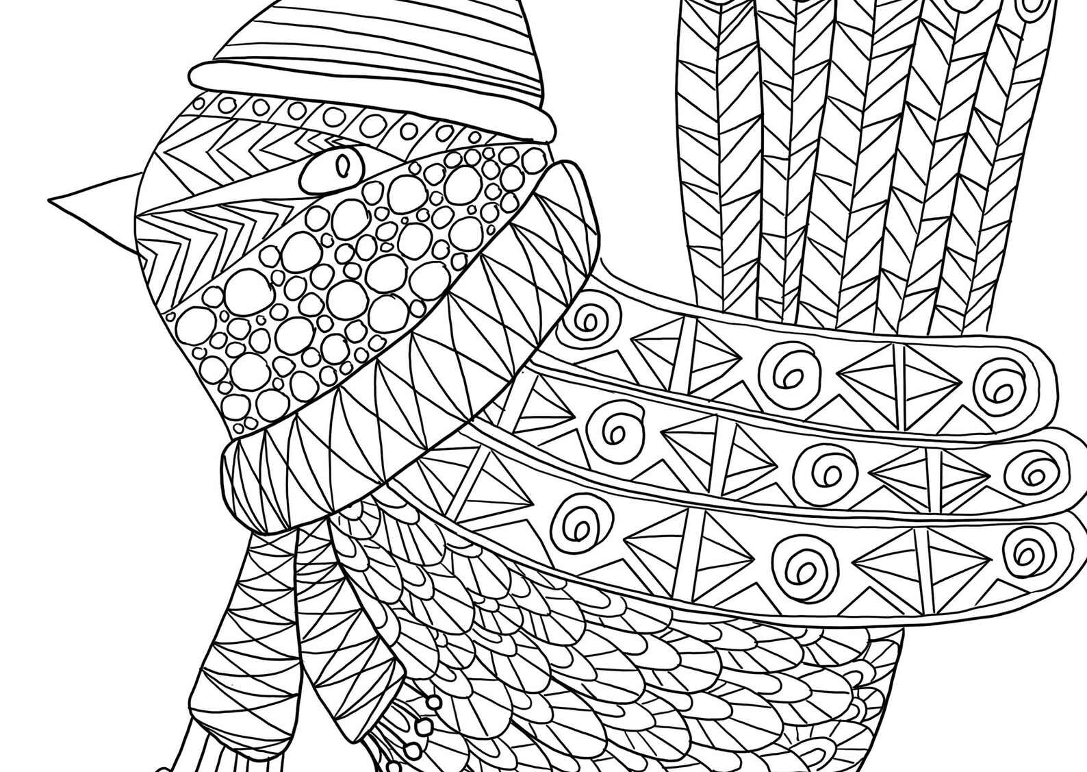 Printable Winter Bird Coloring Page for Adults and Kids / Doodle ...