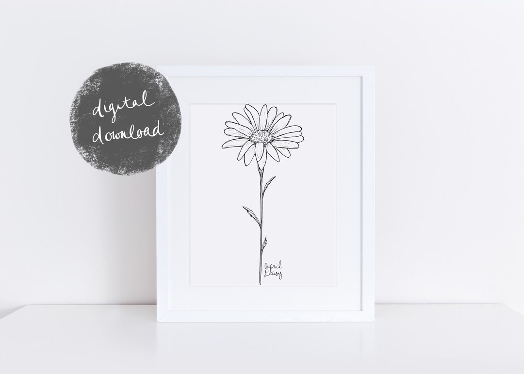 Printable April Daisy Art Print / Birth Flower Print / Daisy Wall Art ...