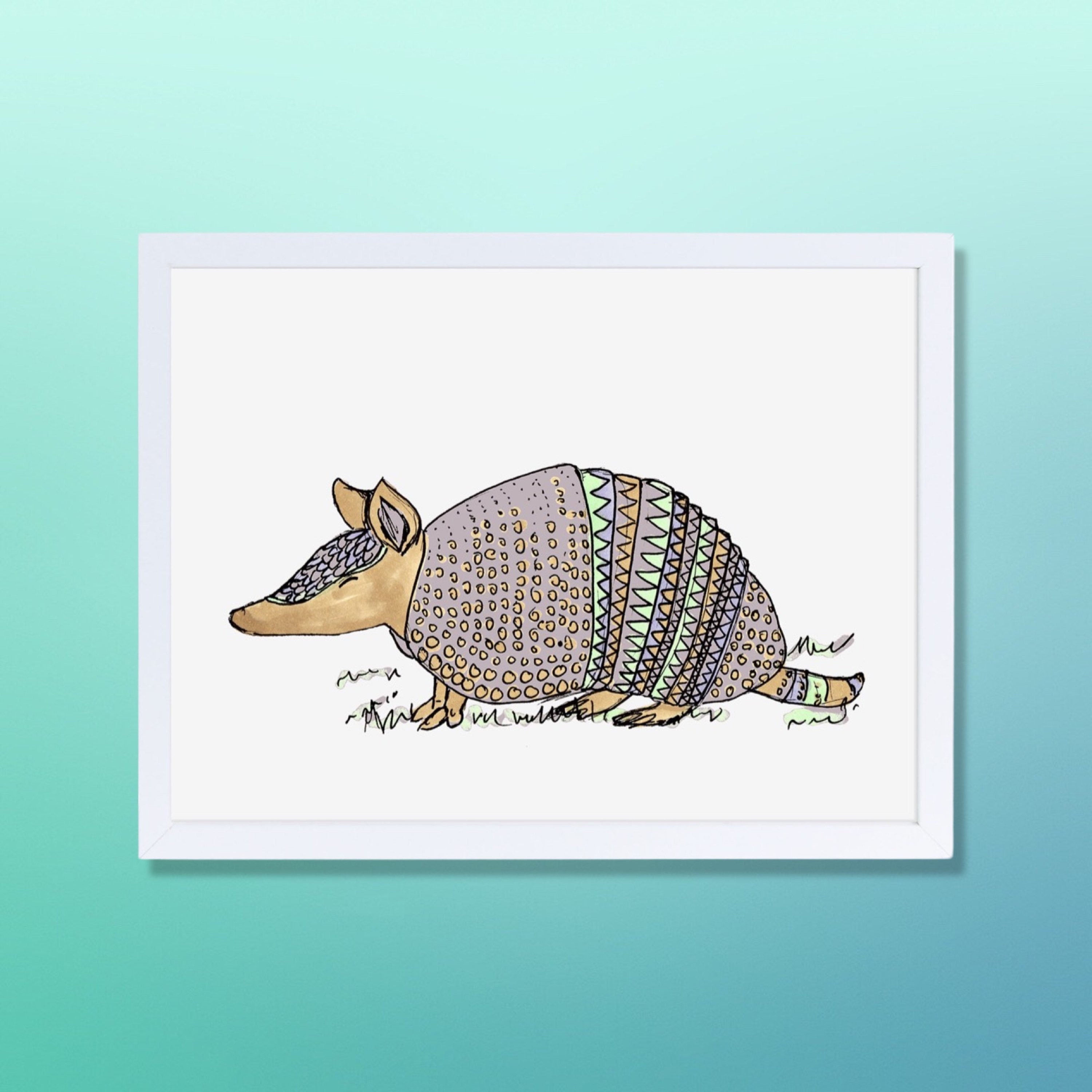 Armadillo Art Print / Armadillo Decor / Armadillo Wall Art / - Etsy