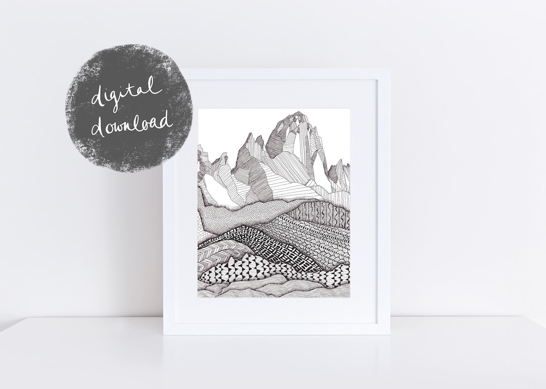 Patagonia Mountain Art Print, Abstract Landscape (digital Download) - Etsy