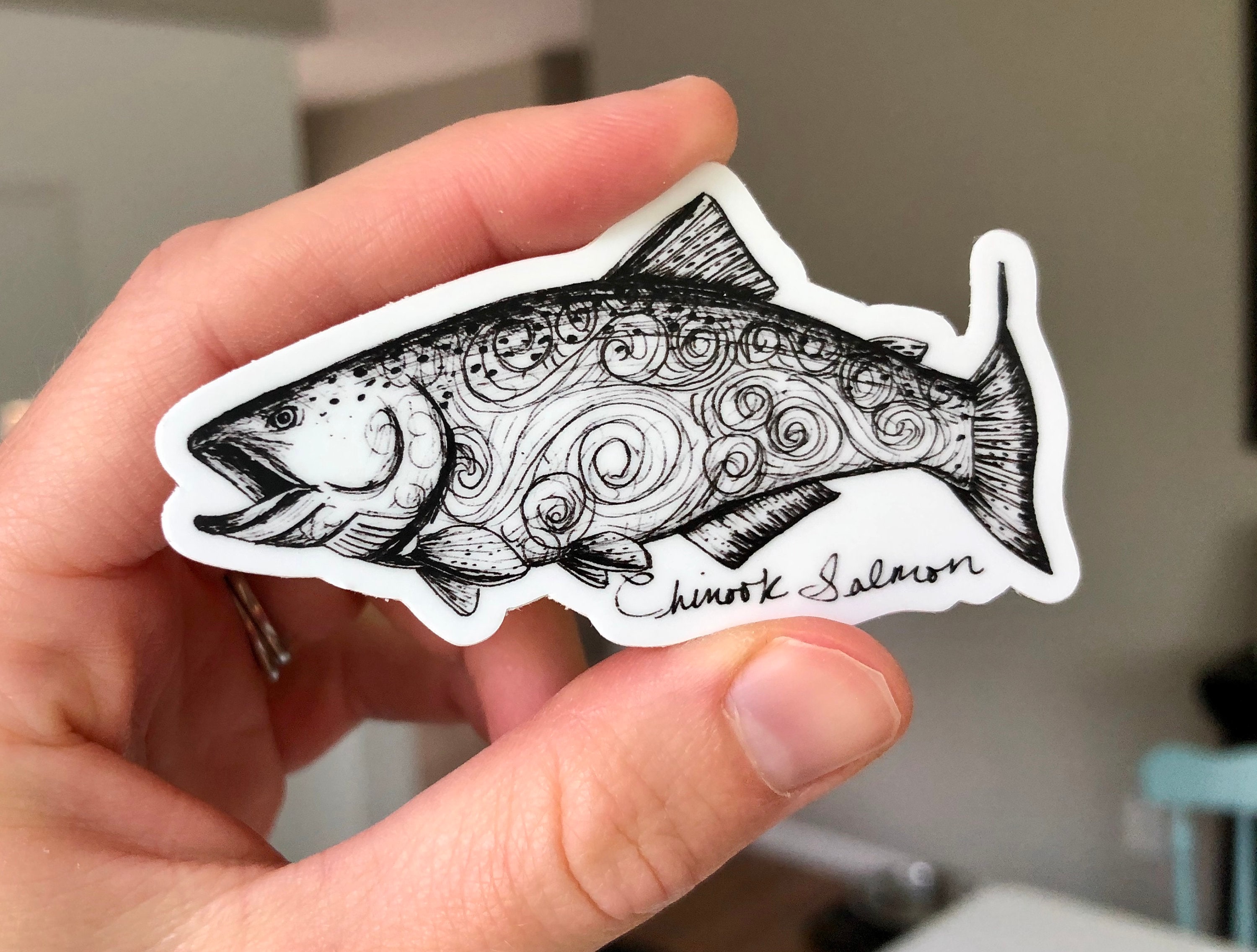 Buy Chinook Salmon Vinyl Sticker / Salmon Gift / Pacific Northwest ...