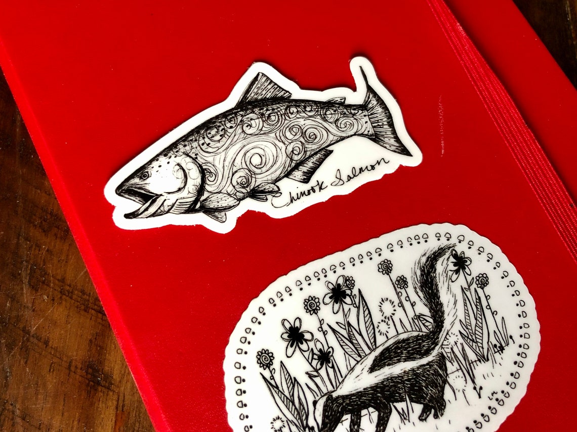 Chinook Salmon Vinyl Sticker Salmon T Pacific Northwest Etsy