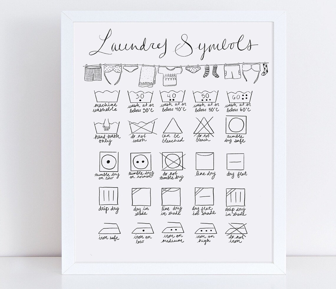 Printable Laundry Symbol Sign / Laundry Room Art / Laundry - Etsy
