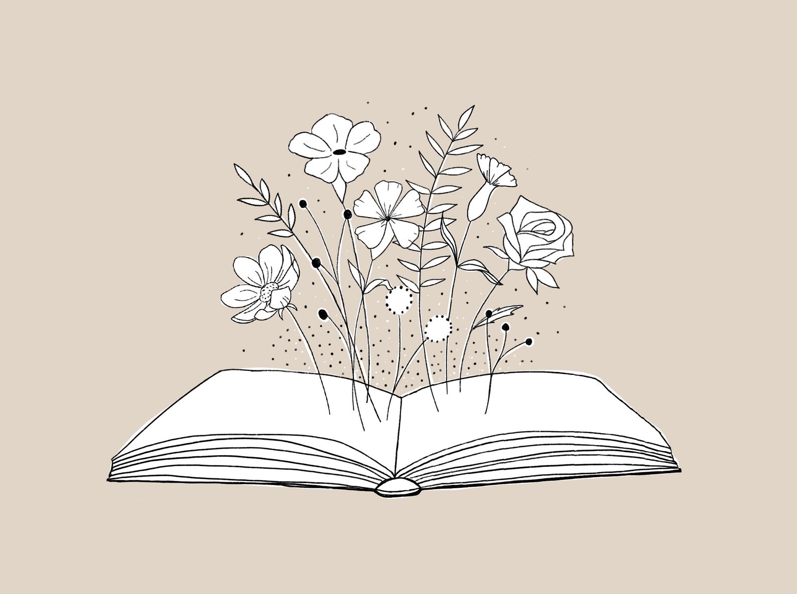 Flowers and Book Art Print / Book Decor / Floral Wall Art / - Etsy