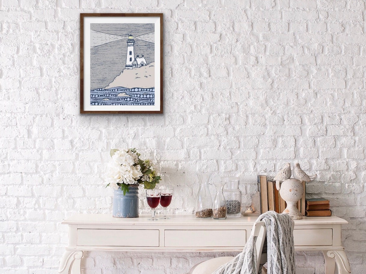 Printable Lighthouse Art Print / Instant Download Beach Wall | Etsy