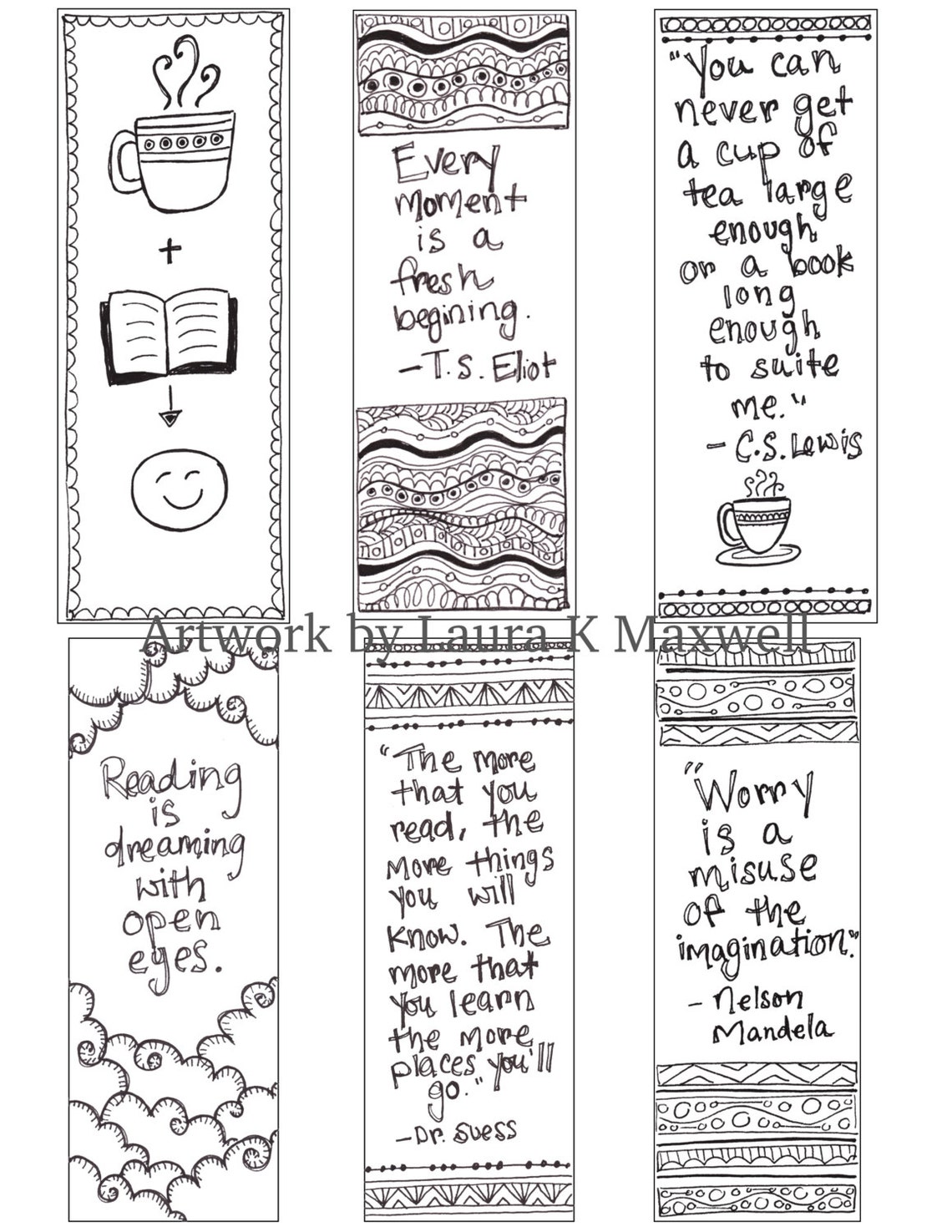 Printable Hand-drawn Bookmarks / Instant Download / Printable - Etsy
