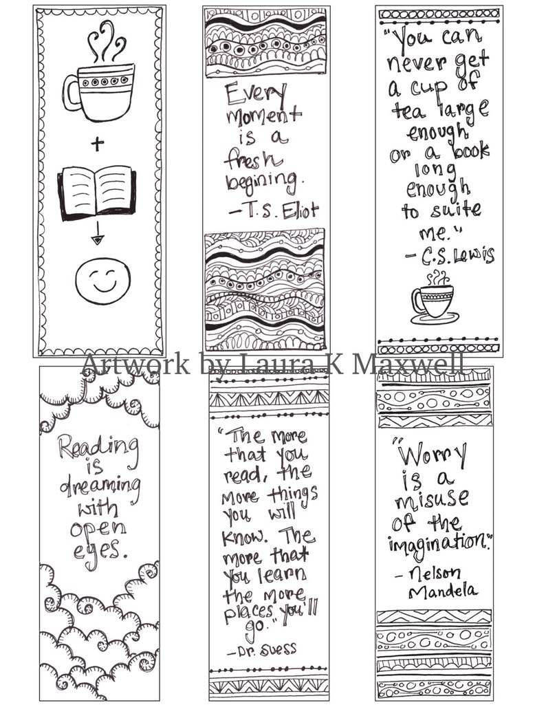 Printable Hand-drawn Bookmarks / Instant Download / Printable - Etsy