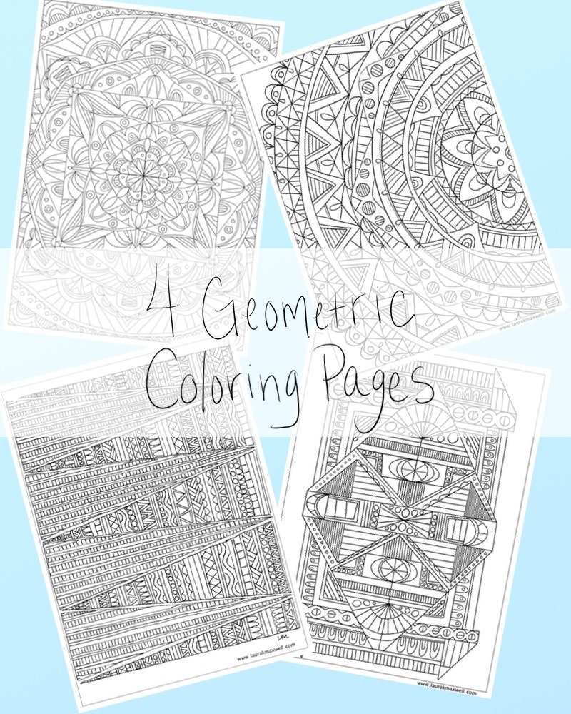 Geometric Doodles Printable Coloring Page Bundle for Adults - Etsy