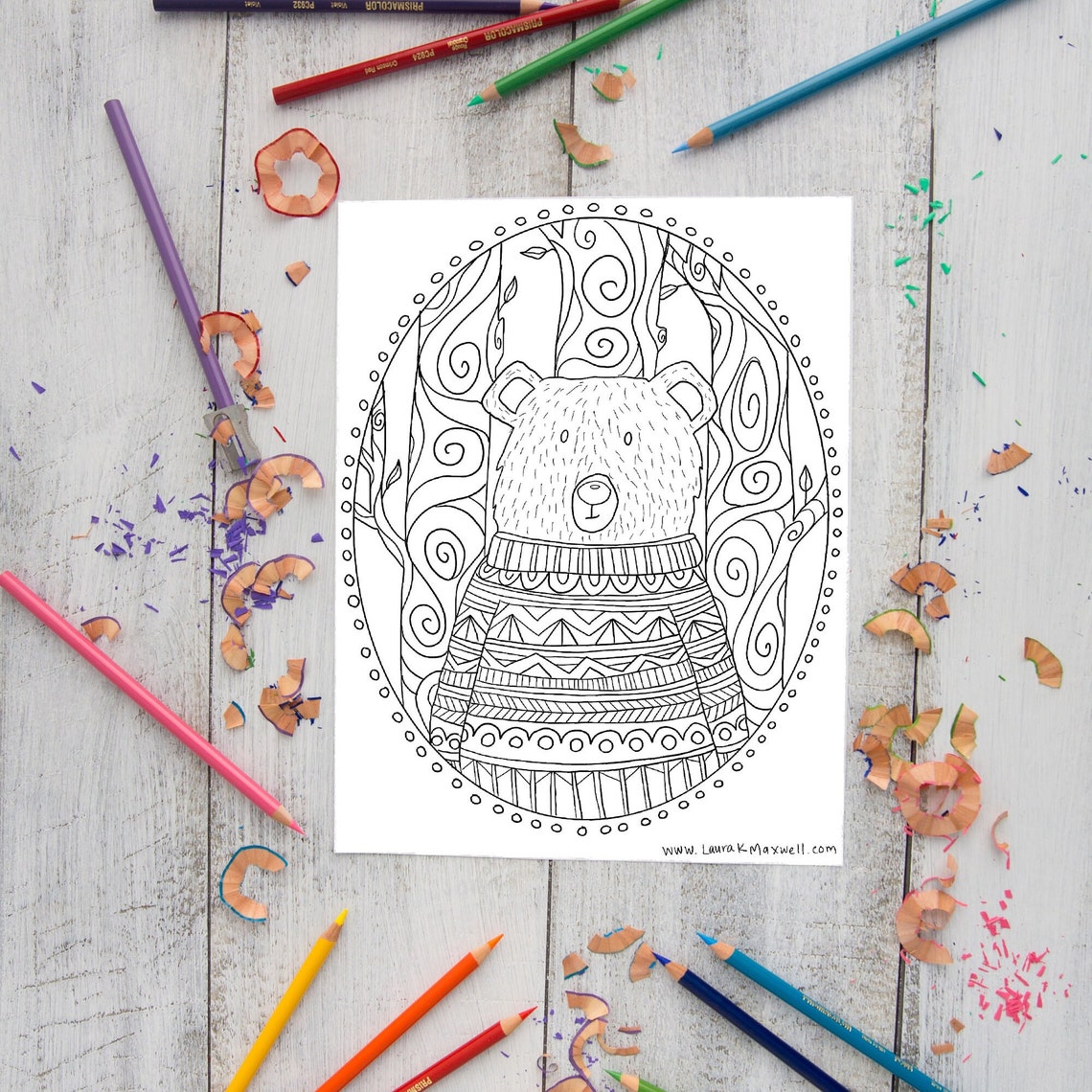 Cozy Sweater Bear Coloring Sheet for Adults and Kids / Cute - Etsy