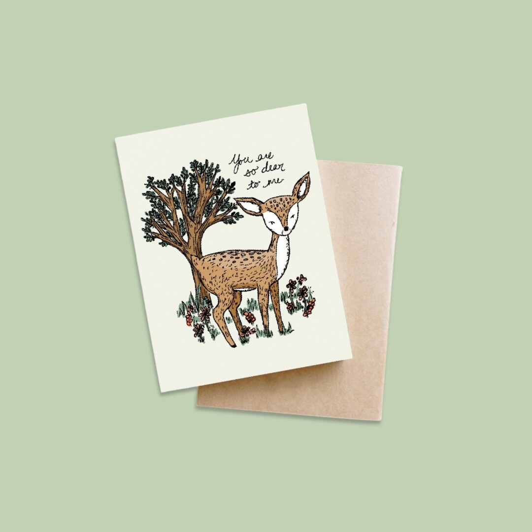 You Are so Dear to Me Greeting Card / Blank Note Card / Cute Animal ...
