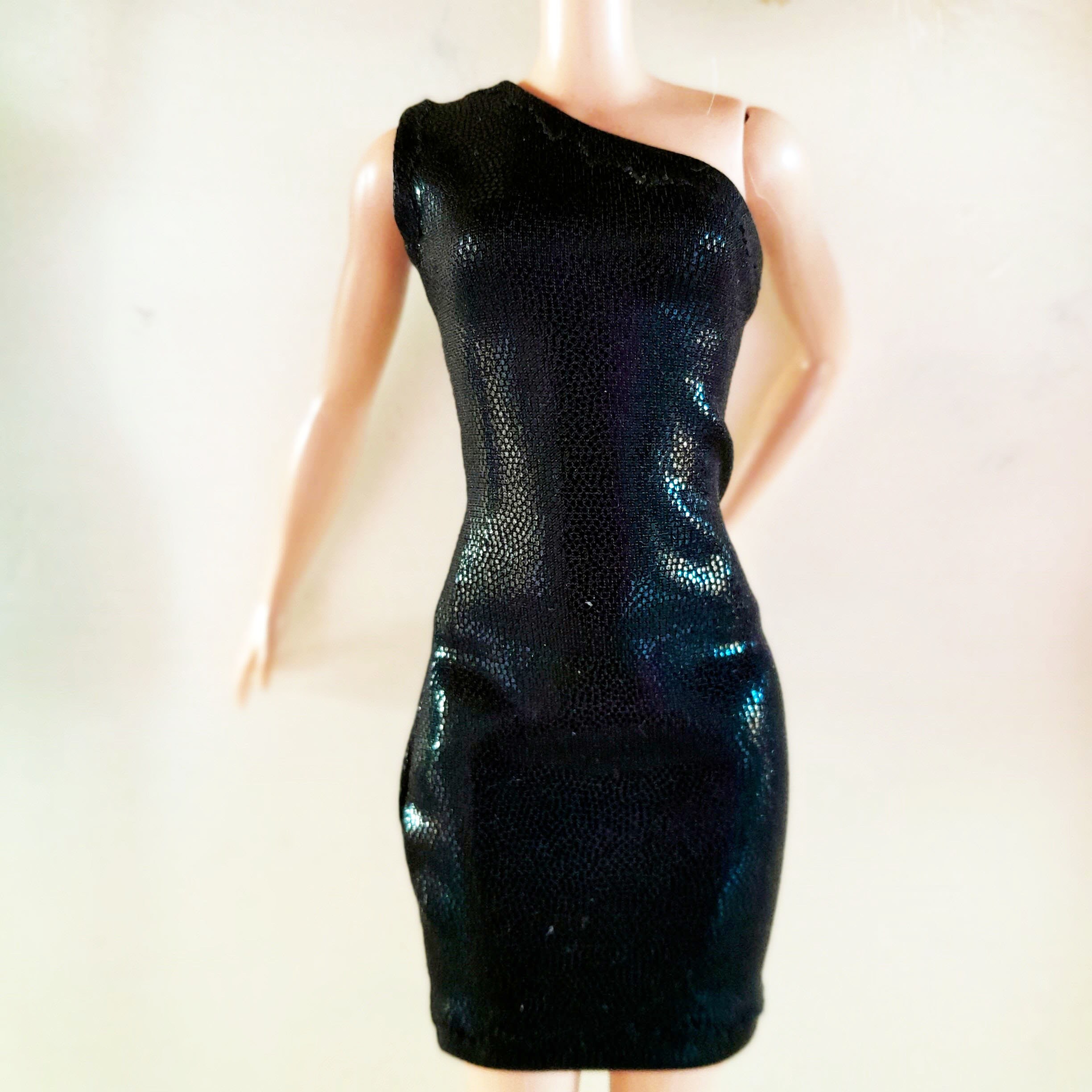 Metallic Spandex One Shoulder Party Dress for Barbie and Similar ...