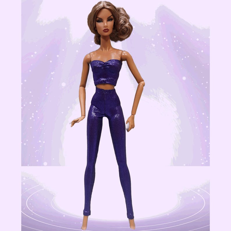 Handmade Spandex Doll Clothes: Shiny Leggings and Top for 12-inch ...