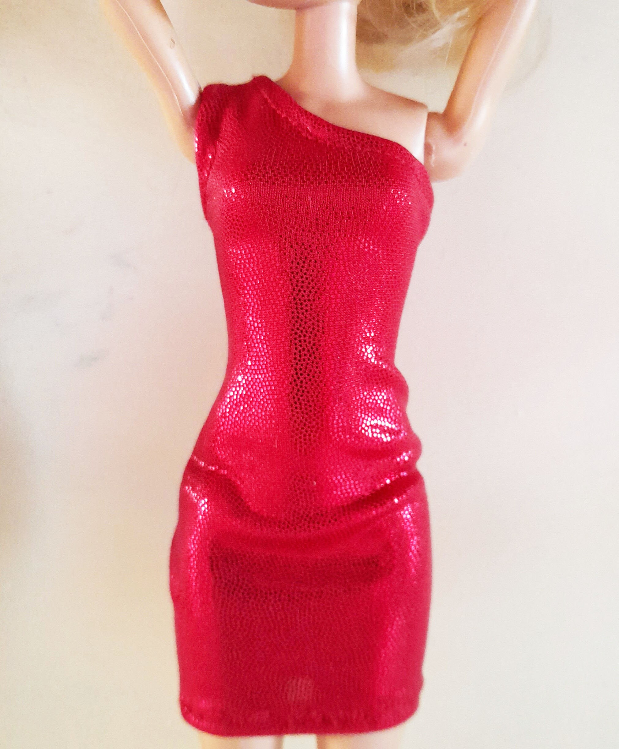 Metallic Spandex One Shoulder Party Dress for Barbie and Similar ...