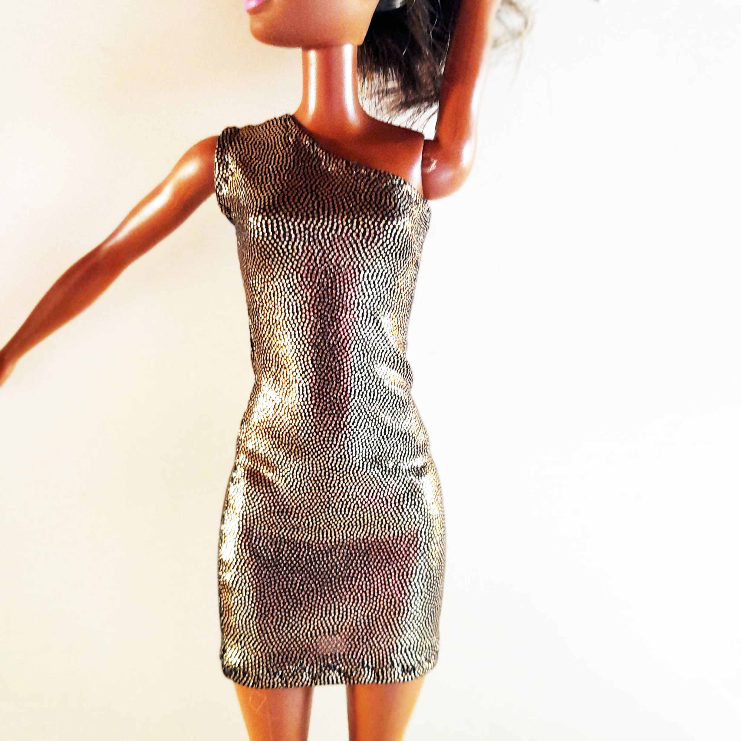 Metallic Spandex One Shoulder Party Dress for Barbie and Similar ...
