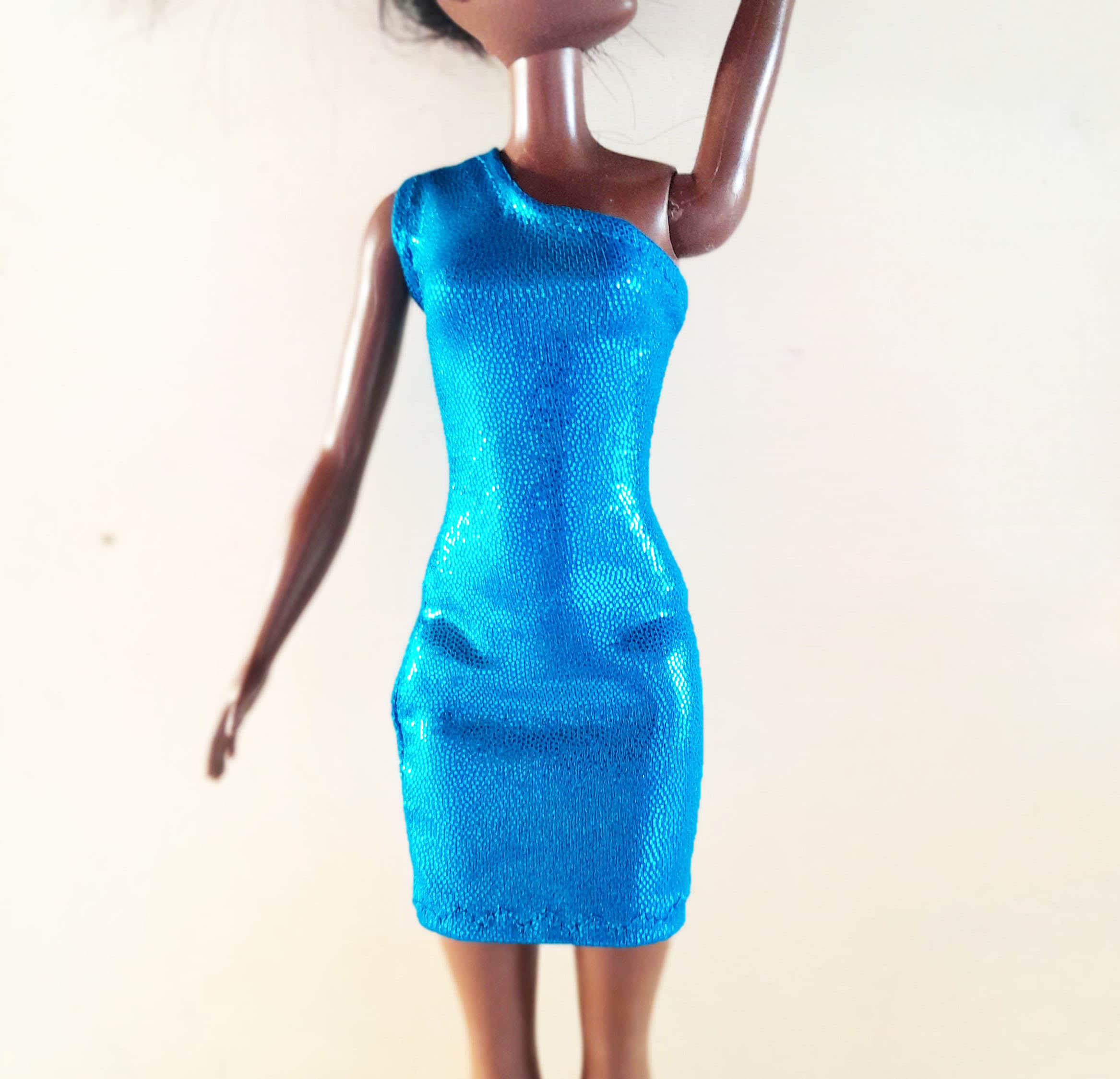 Metallic Spandex One Shoulder Party Dress for Barbie and Similar ...