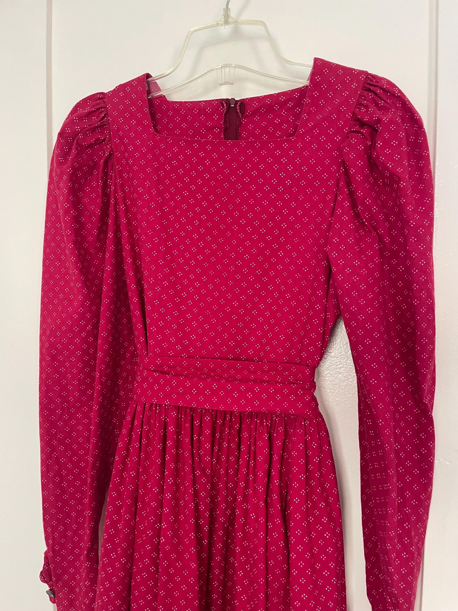 Vintage 1980s Laura Ashley Red Prairie Dress / Polka Dot Victorian ...