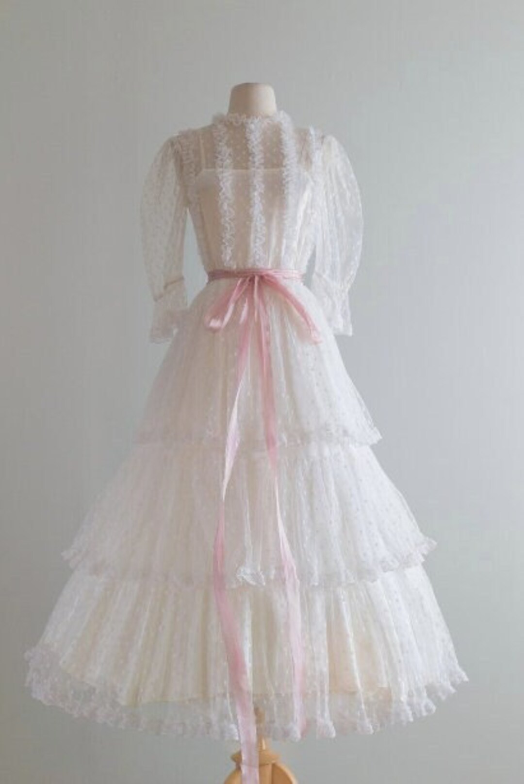 Vintage 1970s Gunne Sax White Net Dress / Victorian Edwardian Wedding ...