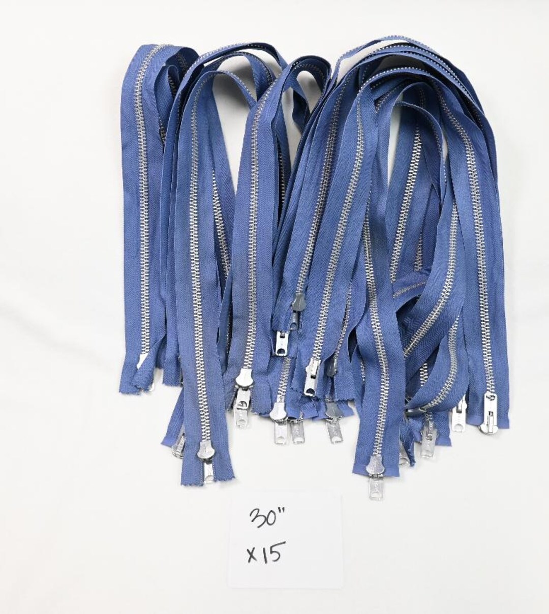 Bundle 15 Large 30" SKY BLUE 1970's TALON Metal Tooth 2-way Separating ...