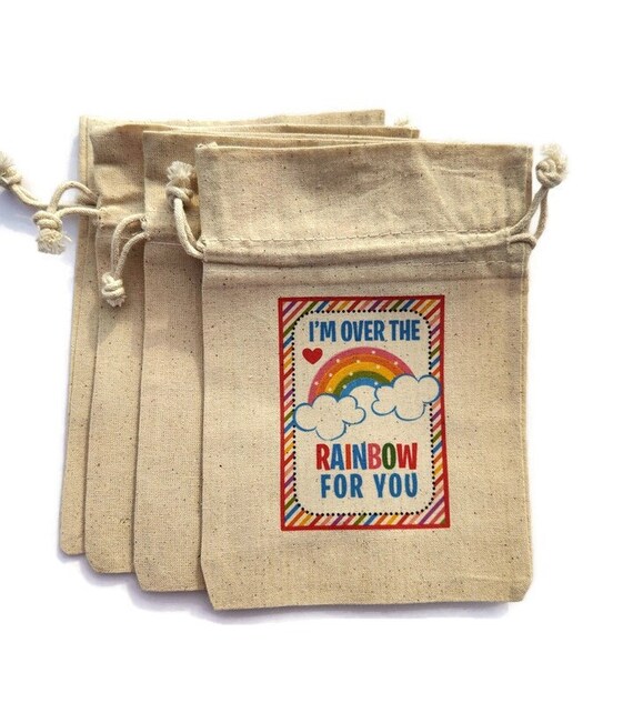I'm Over the Rainbow For You Set of 10 Muslin 5x7 Gift Bags Valentines ...