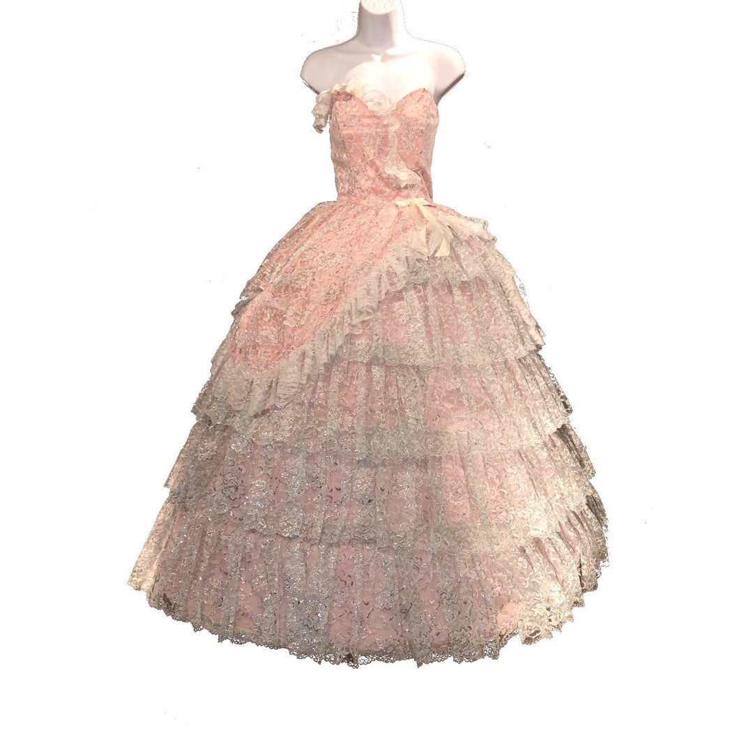 Vintage Pink and Silver Ball Gown Cinderella Glinda Costume Size SM - Etsy