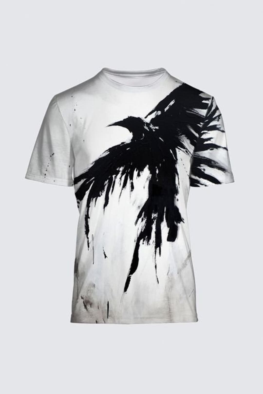 Raven Crow Jersey T-shirt / Black and White/ Bird Lover/ Original ...