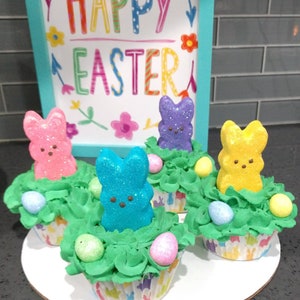 Fake Easter Cake, Fake Easter Marshmallow Bunny Cupcakes, Easter Decor ...