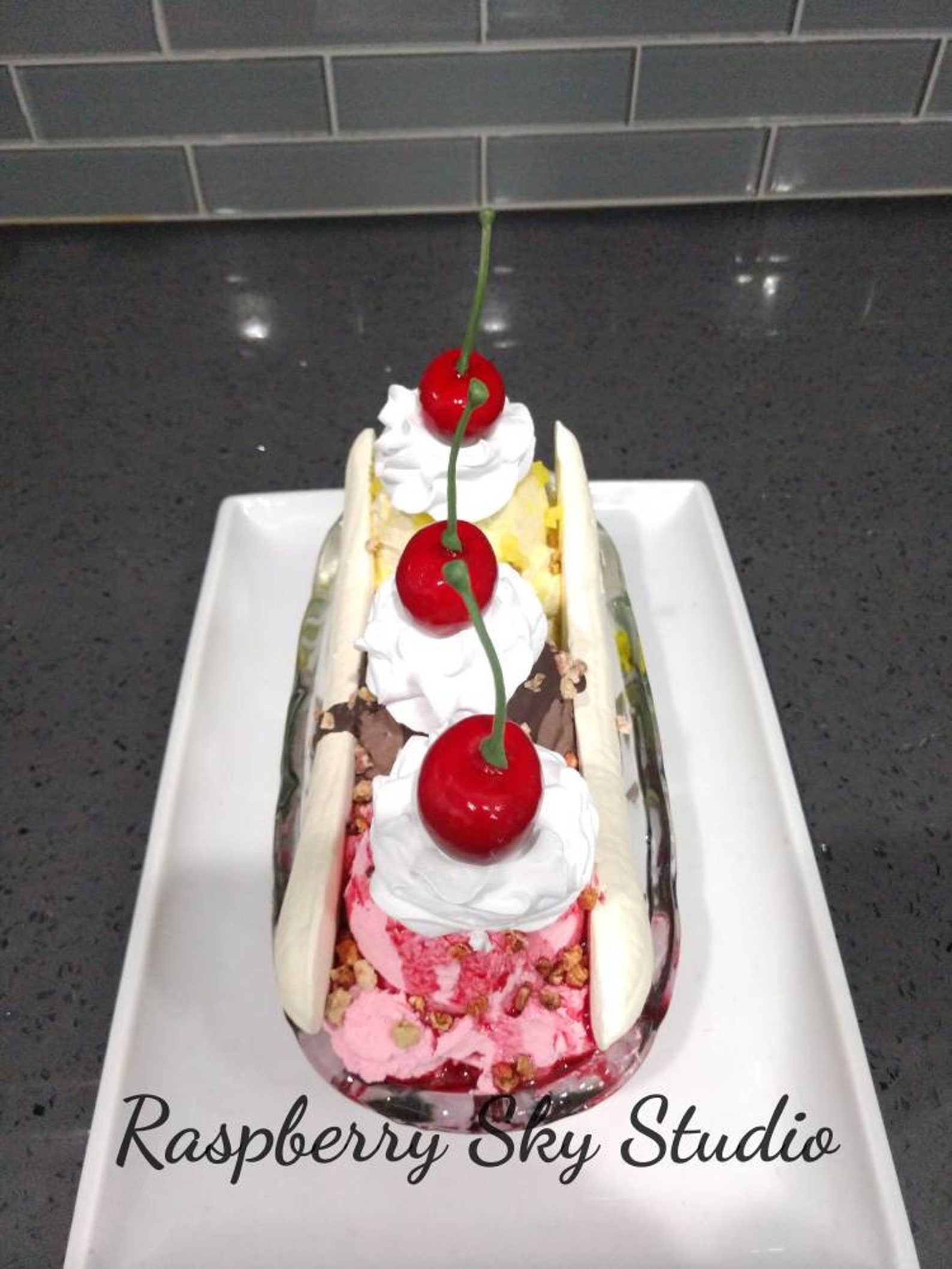 Fake Banana Split Faux Ice Creamfaux Banana Split Sundae Etsy
