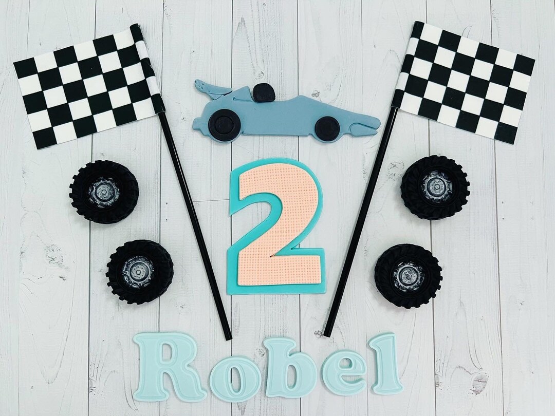Race Car Fondant Cake Toppers, Race Car Flag, Fondant Race Car, Fondant ...