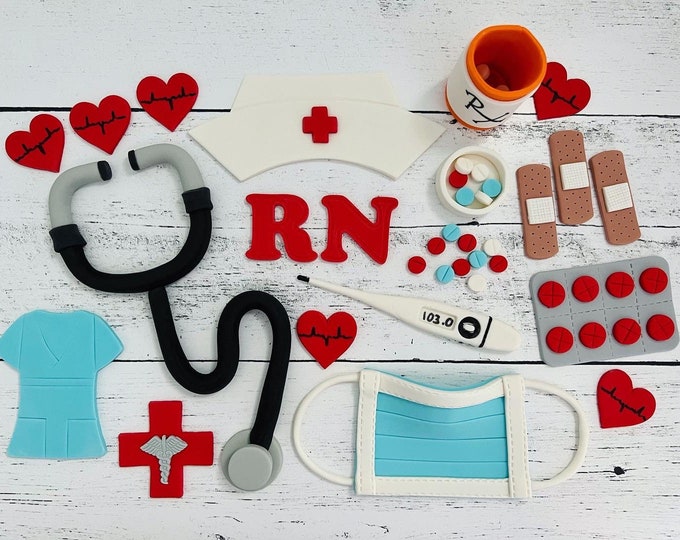 Fondant Nurse Doctor Cake Toppers Graduation Cake Toppers Medical Cake ...